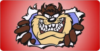 Tazmanian Devil on Red License Plate – Auto License Plates Frames