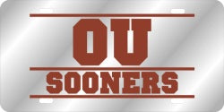 OU Sooners Logo Bar Style on Silver Laser Plate – Auto License Plates ...