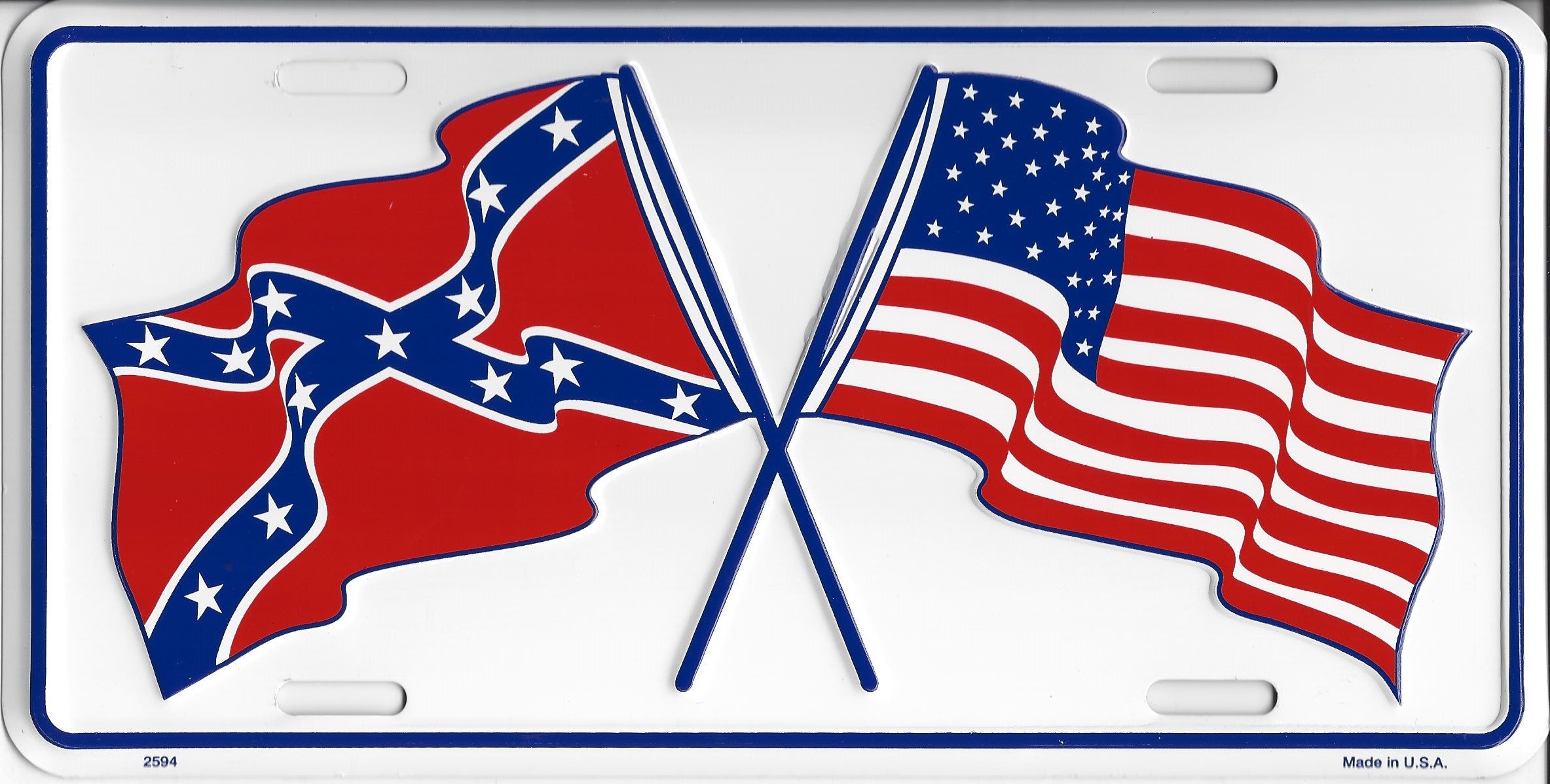 Confederate / US Flag Crossed Flags License Plate – Auto License Plates ...