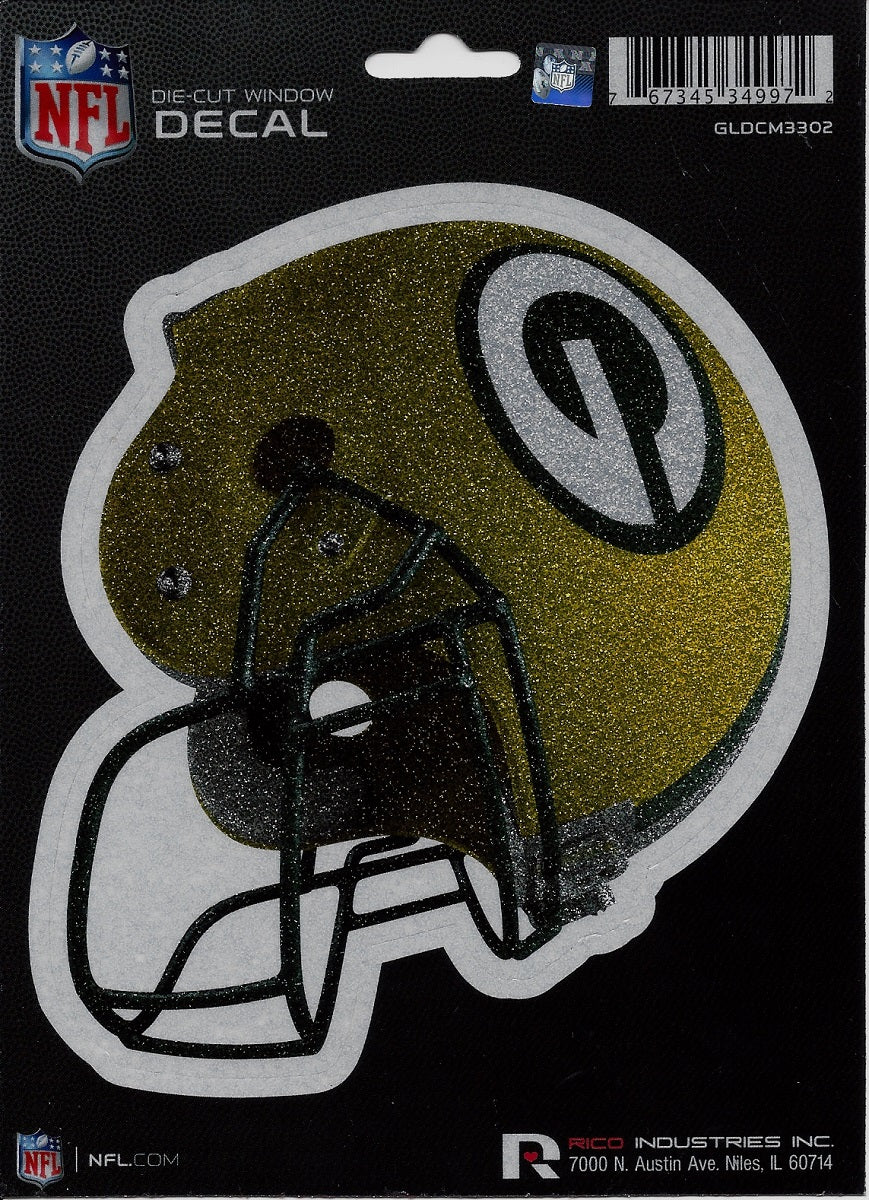 Green Bay Packers Helmet Glitter Die Cut Vinyl Decal – Auto License ...