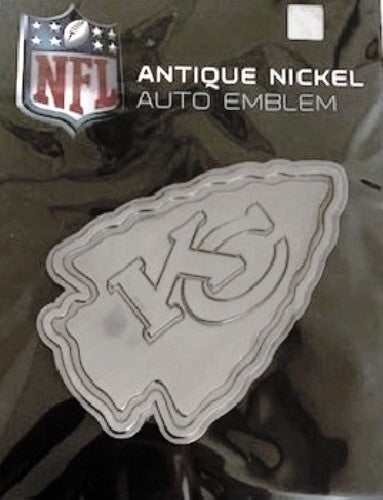 Kansas City Chiefs Antique Nickel Auto Emblem – Auto License Plates Frames