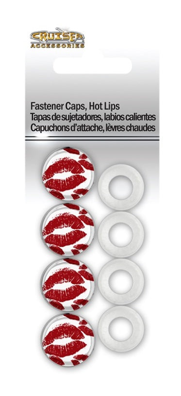 Hot Lips Chrome Plastic Fastener Caps – Auto License Plates Frames