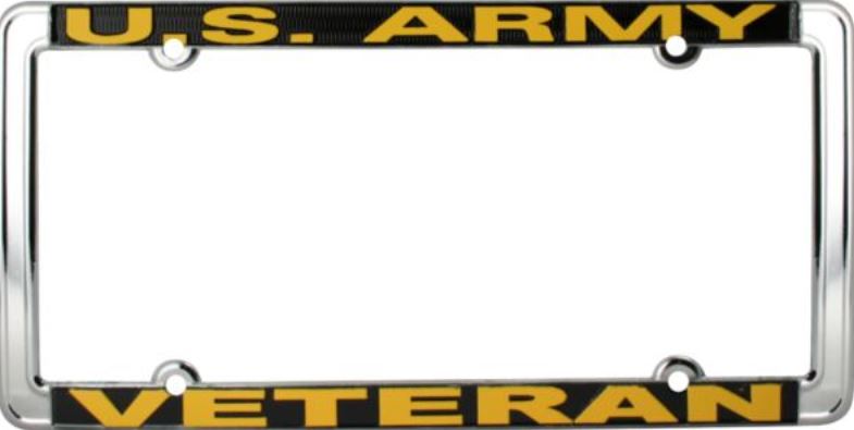 U.S. Army Veteran Thin Rim Chrome License Plate Frame – Auto License ...