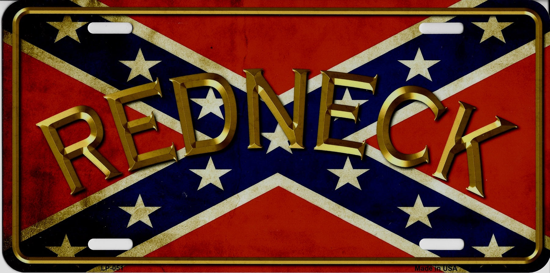 Redneck Confederate Flag Metal License Plate – Auto License Plates Frames