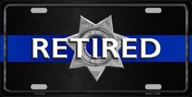 Thin Blue Line Retired Police Metal License Plate – Auto License Plates ...