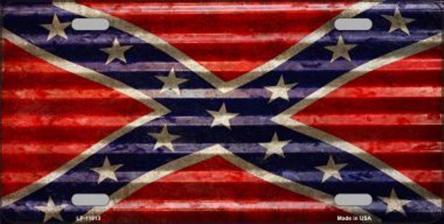 Confederate Flag Corrugated Metal License Plate – Auto License Plates ...