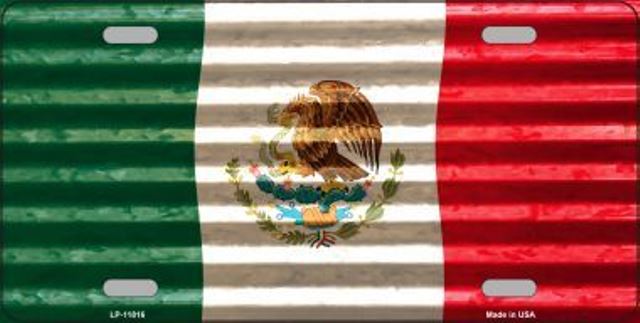 Mexico Flag Corrugated Metal License Plate – Auto License Plates Frames
