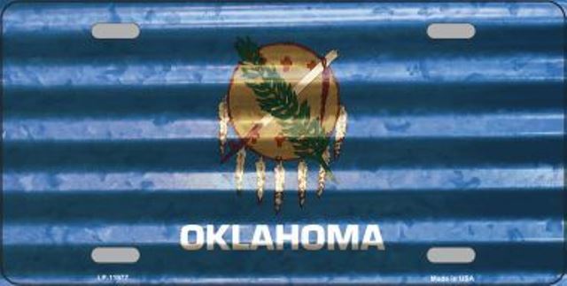 Oklahoma Corrugated Flag Metal License Plate – Auto License Plates Frames