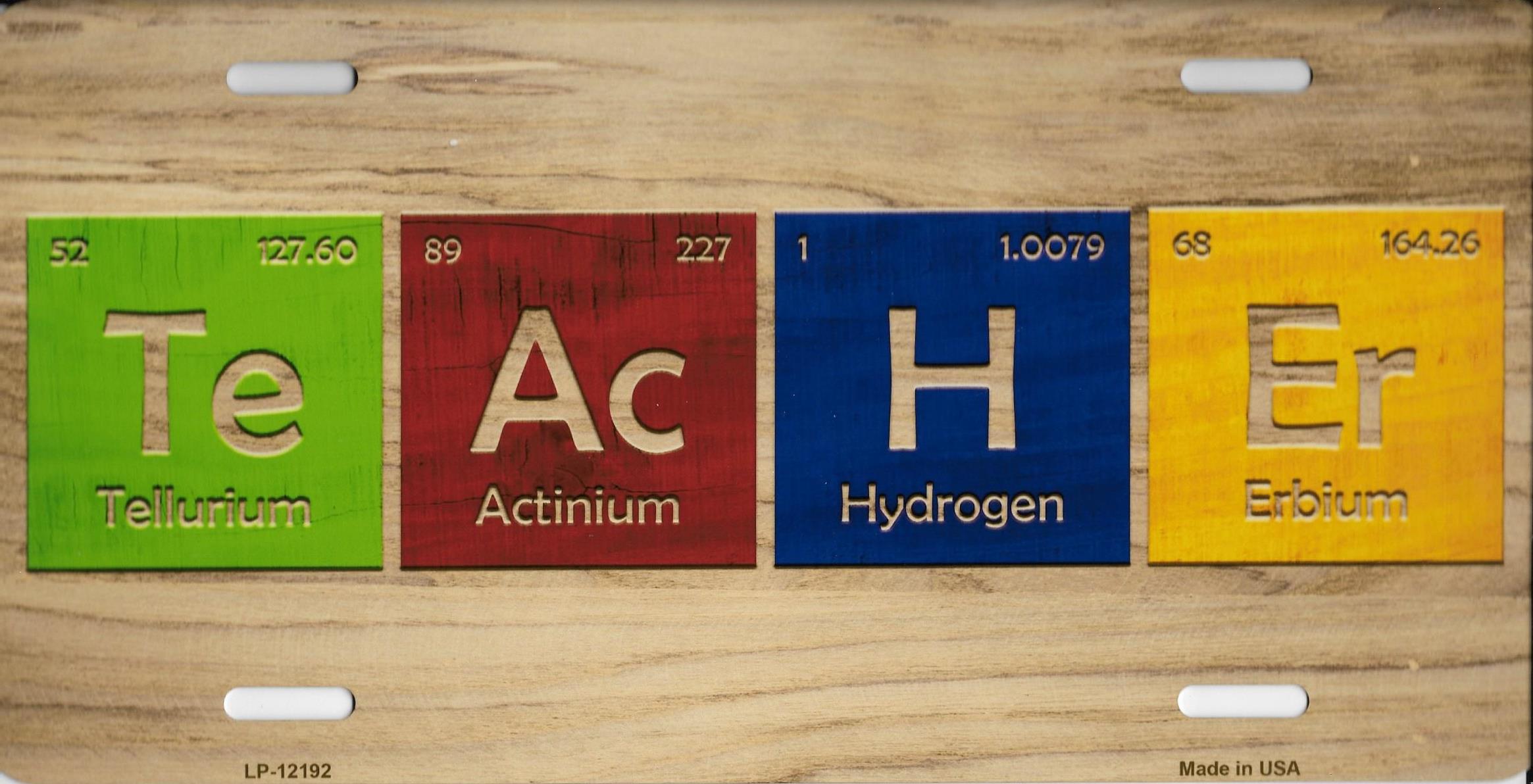 Teacher Periodic Table Wood Metal License Plate – Auto License Plates ...