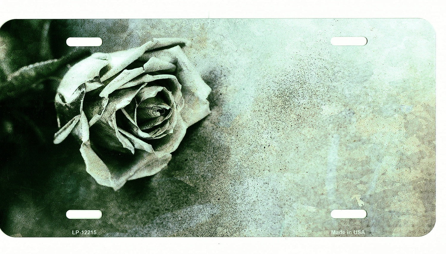 Black And White Faded Rose Metal License Plate – Auto License Plates Frames