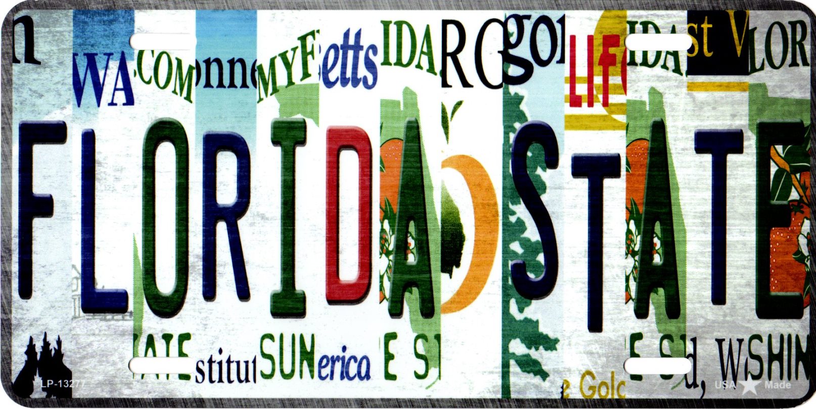 Florida State Strip Art Metal License Plate – Auto License Plates Frames