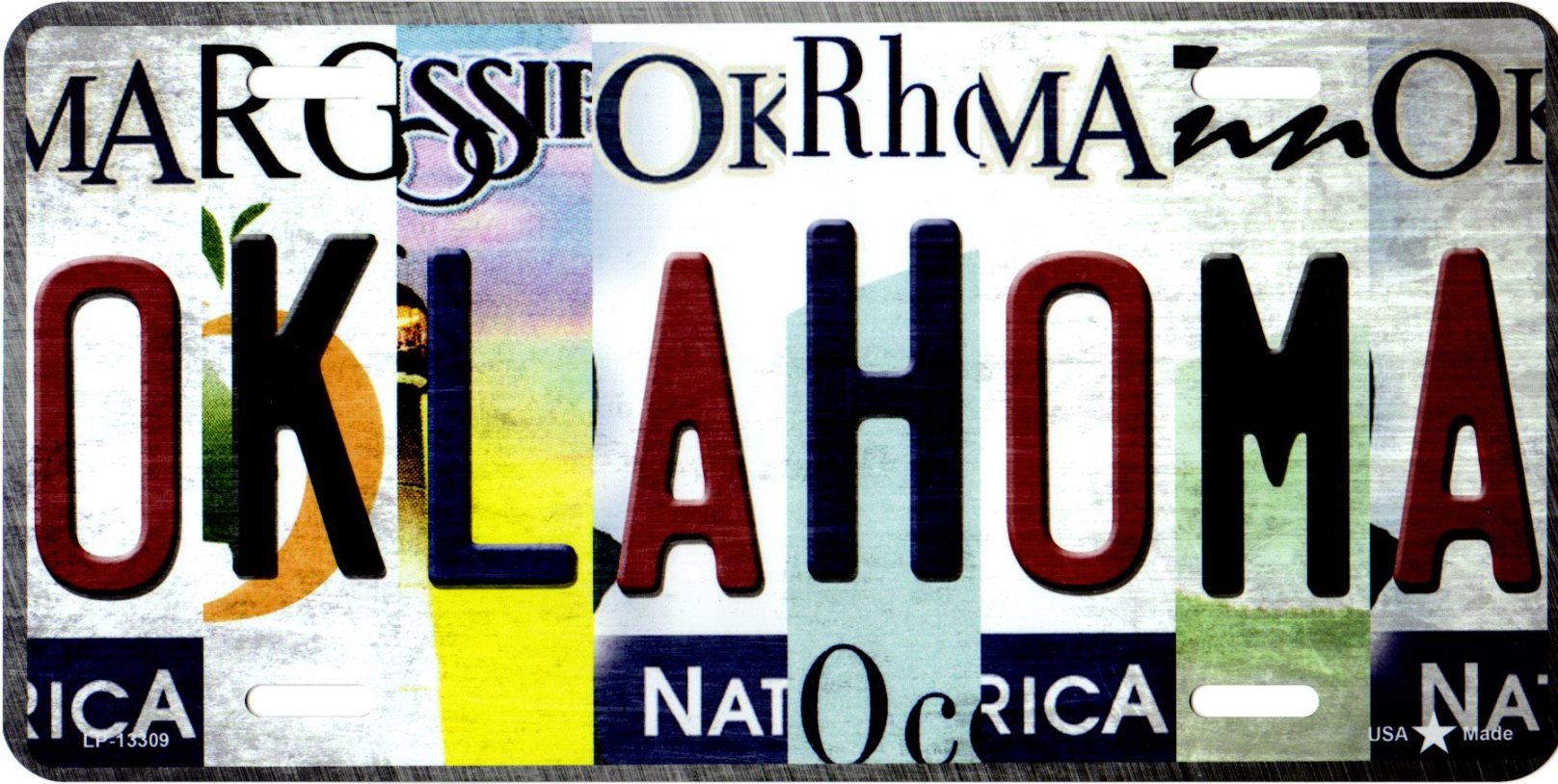 Oklahoma Strip Art Metal License Plate – Auto License Plates Frames