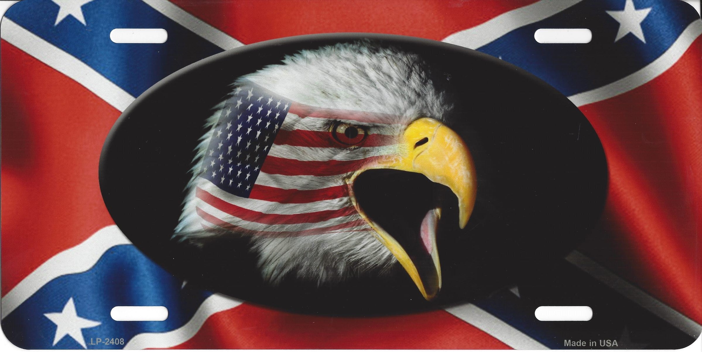 Confederate Flag US Flag Eagle Rebel License Plate – Auto License ...
