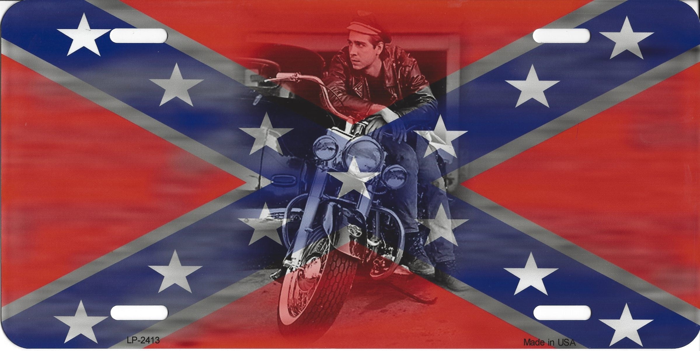 Motorcycle Rider Confederate Flag License Plate – Auto License Plates ...