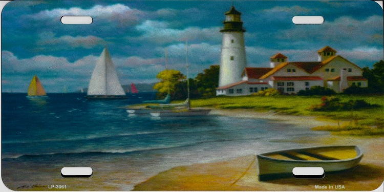 Lighthouse Painting License Plate – Auto License Plates Frames