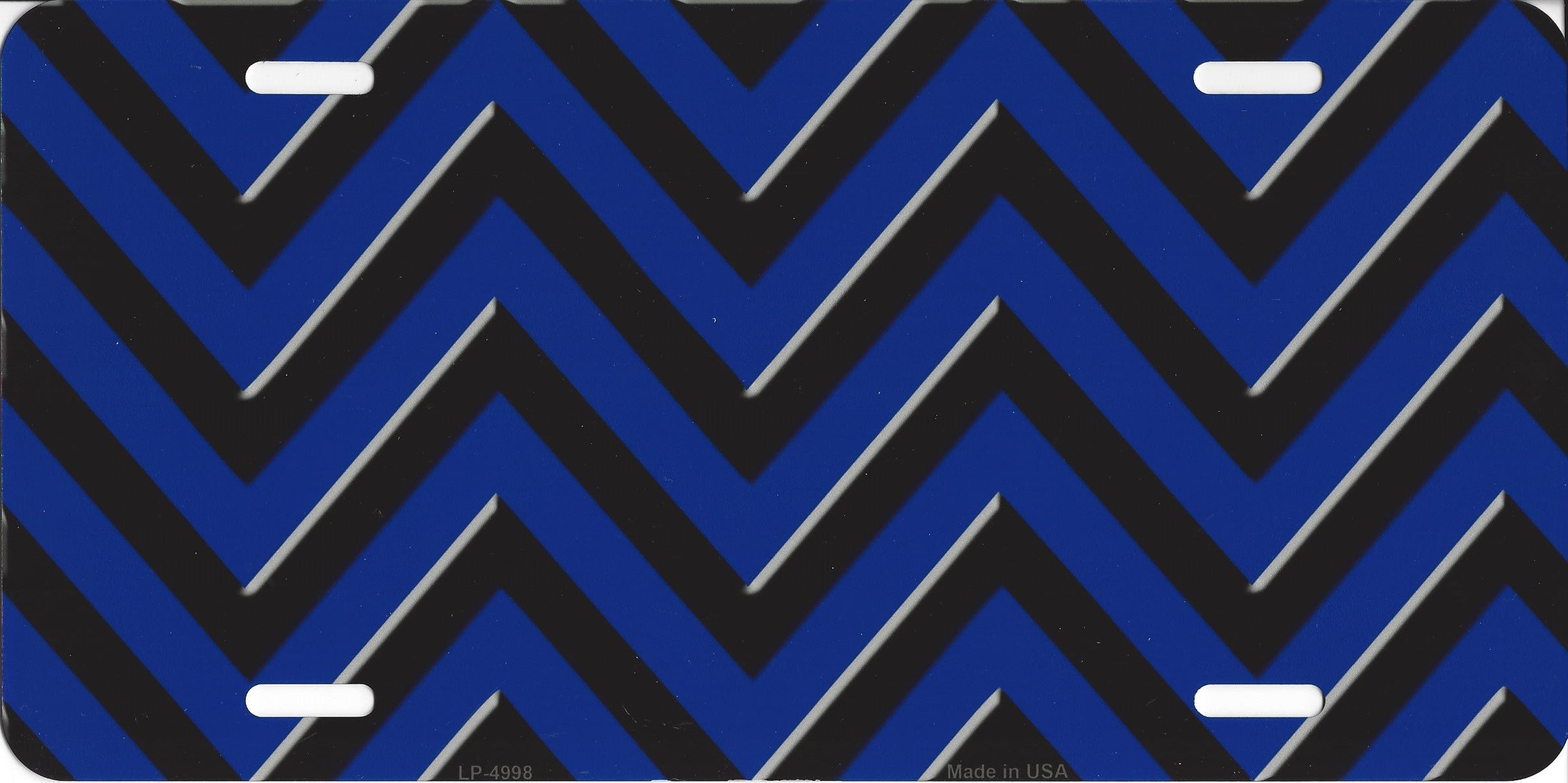 Black And Blue Chevron Metal License Plate – Auto License Plates Frames
