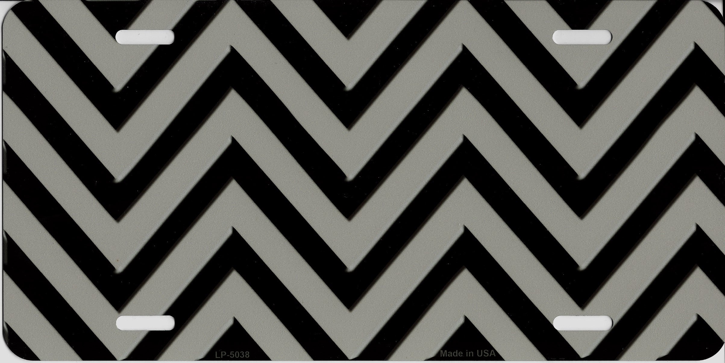 Gray And Black Chevron Metal License Plate – Auto License Plates Frames