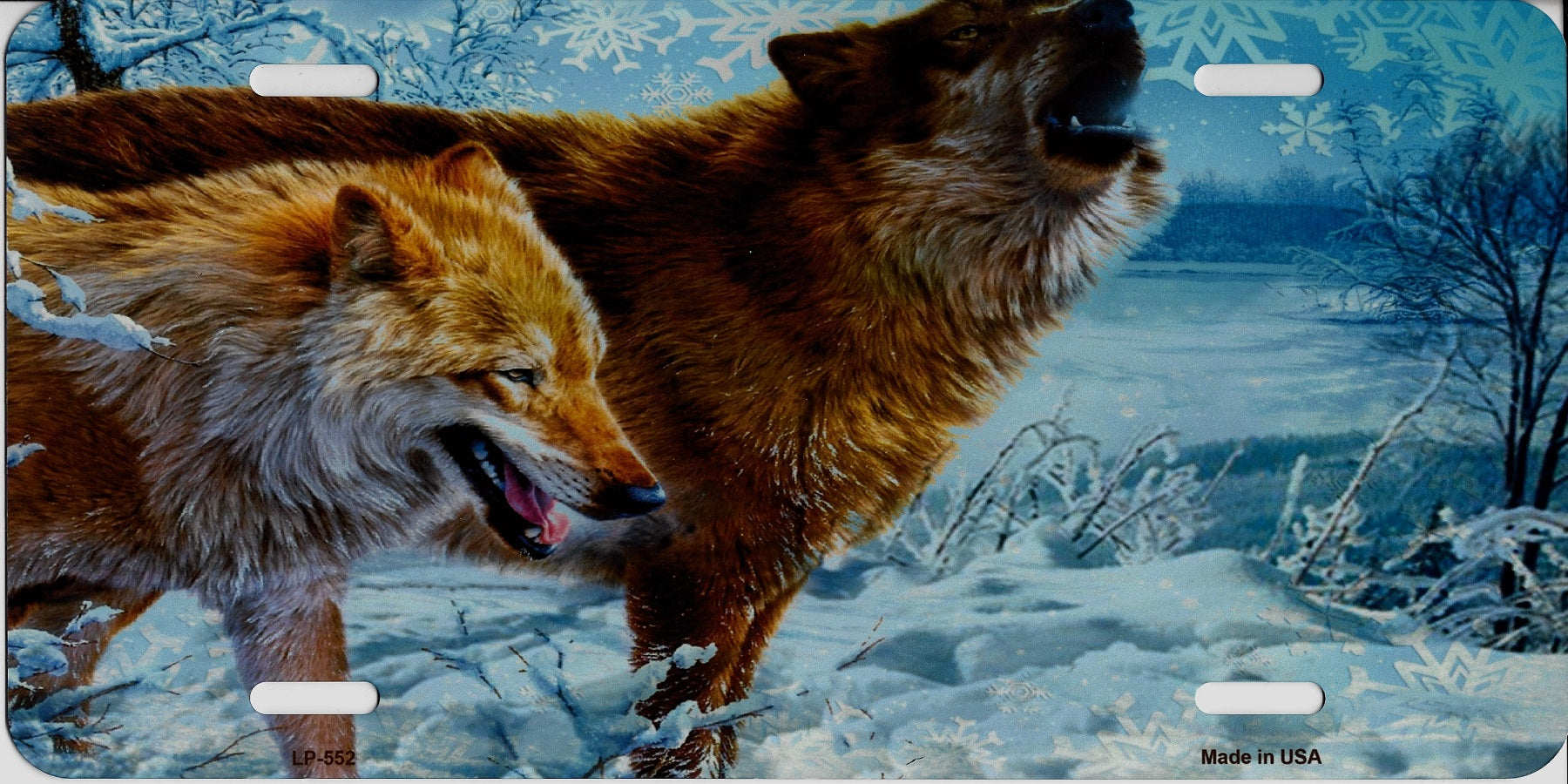Wolves Howling In The Snow Metal License Plate – Auto License Plates Frames