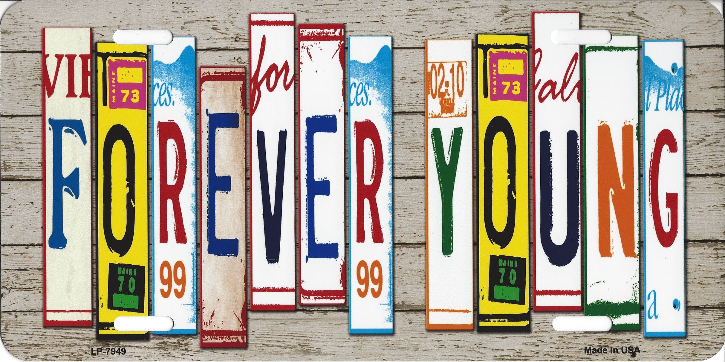Forever Young Cut Style Metal License Plate – Auto License Plates Frames