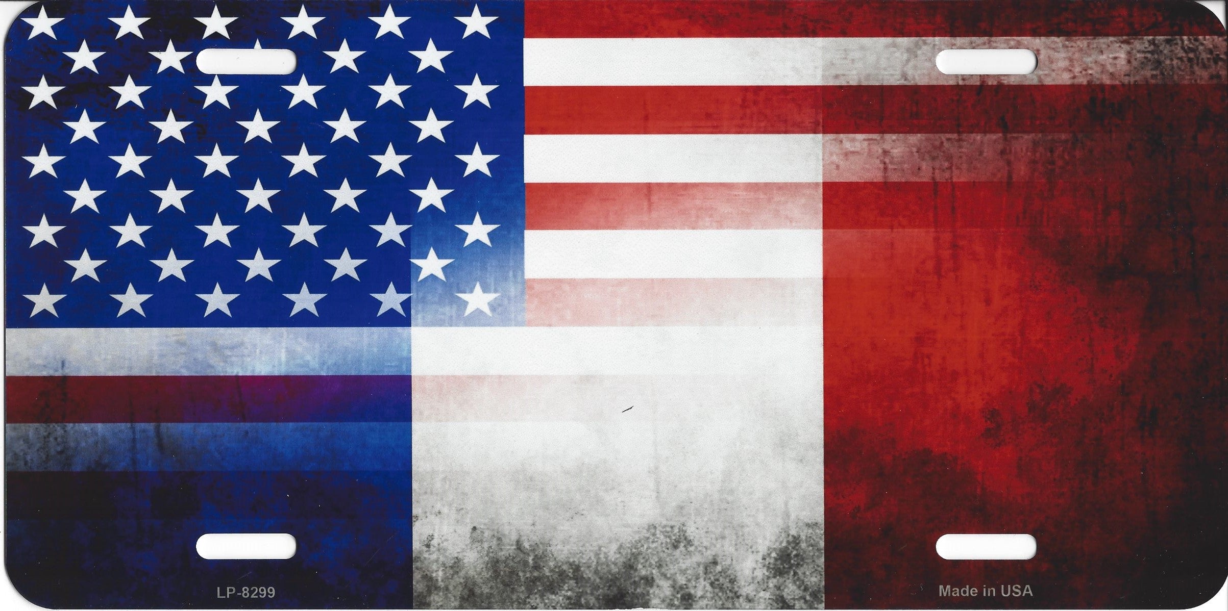 United States And French Flag Fade Metal License Plate – Auto License ...