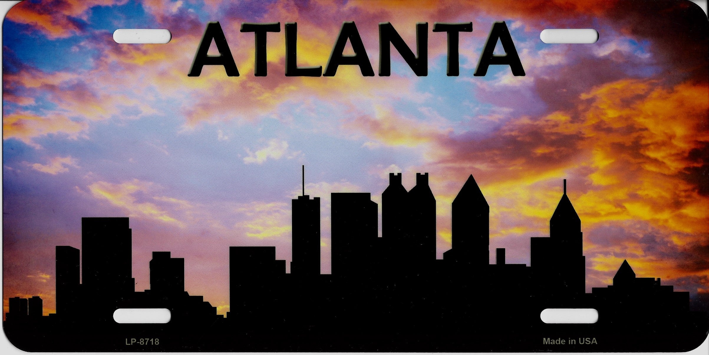 Atlanta Skyline Silhouette Metal License Plate – Auto License Plates Frames