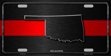 Oklahoma Thin Red Line Metal License Plate – Auto License Plates Frames