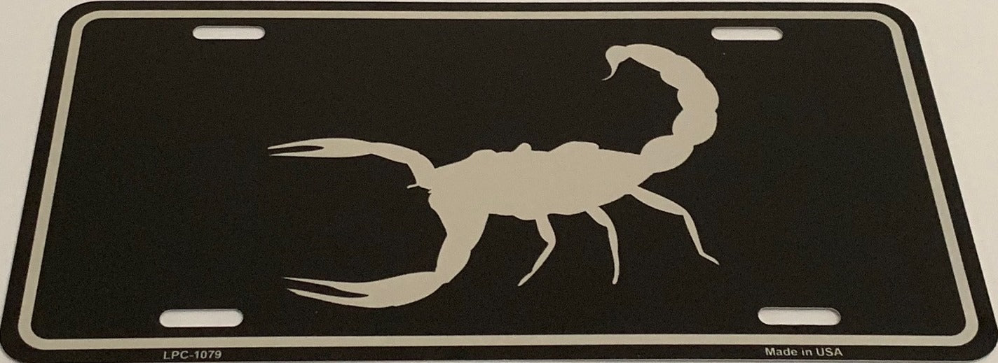 Scorpion Black Brushed Chrome Metal License Plate – Auto License Plates ...