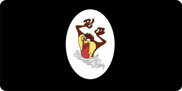 Taz Centered On Black Photo License Plate – Auto License Plates Frames