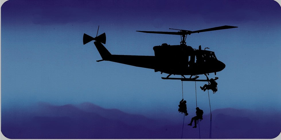 Military Helicopter with Soldiers Repelling Photo License Plate – Auto ...