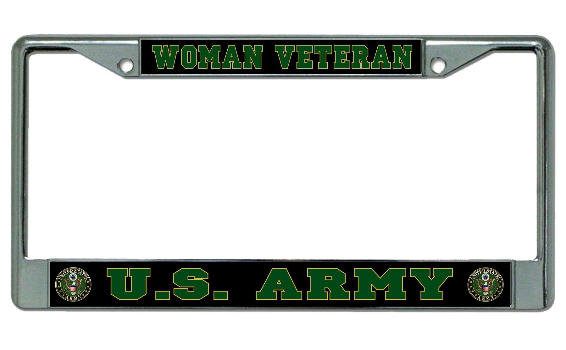 U.S. Army Woman Veteran Chrome License Plate Frame – Auto License ...