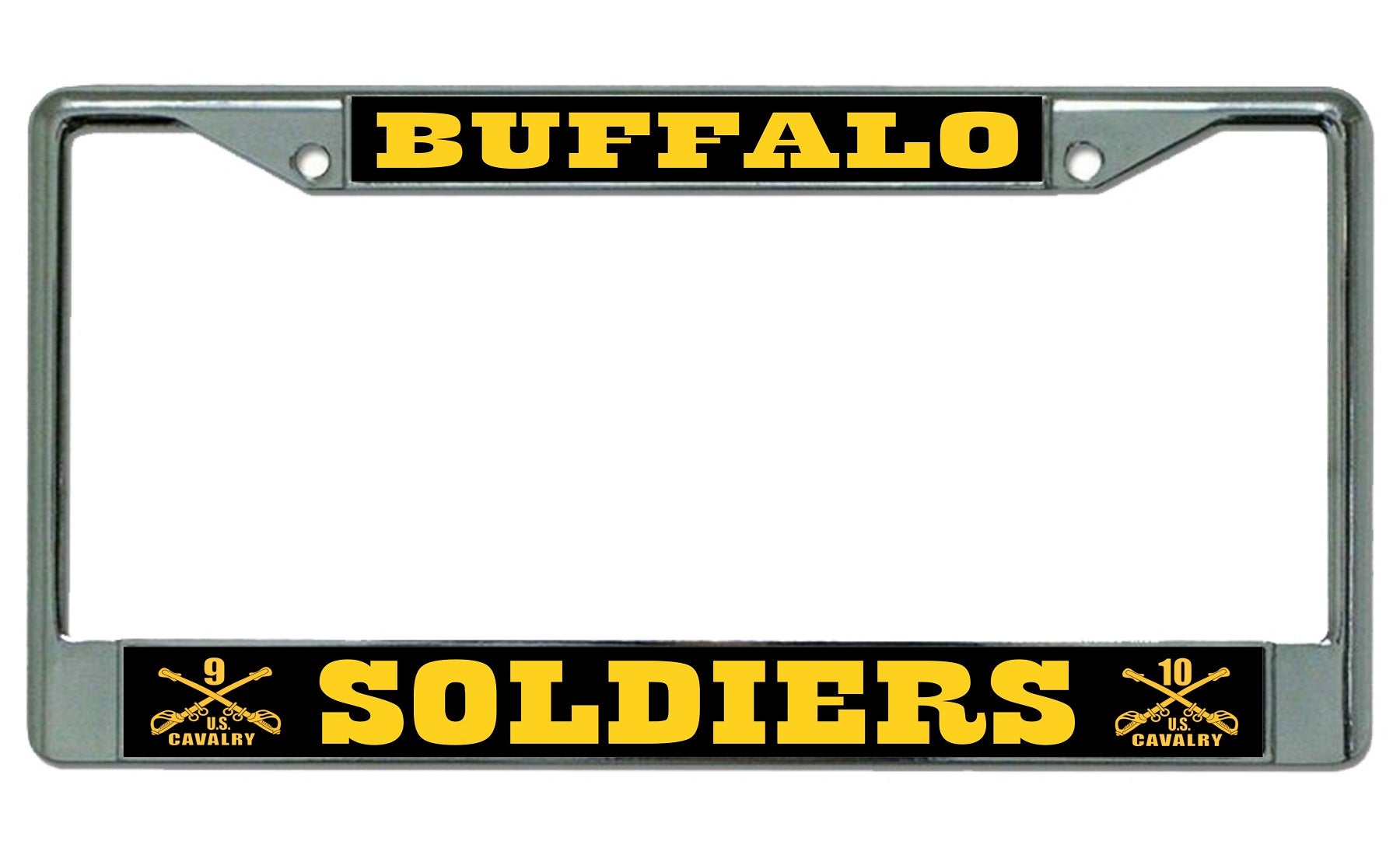 U.S. Cavalry Buffalo Soldiers Chrome License Plate Frame – Auto License ...