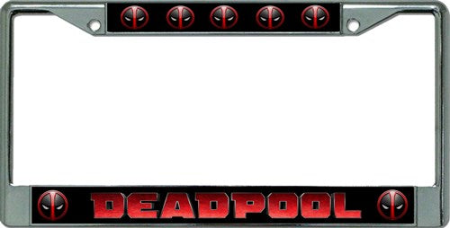 Deadpool Multi Logo Chrome License Plate Frame – Auto License Plates Frames