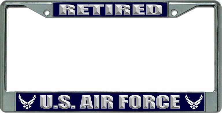 U.S. Air Force Retired ( New Logo) Chrome License Plate Frame – Auto ...