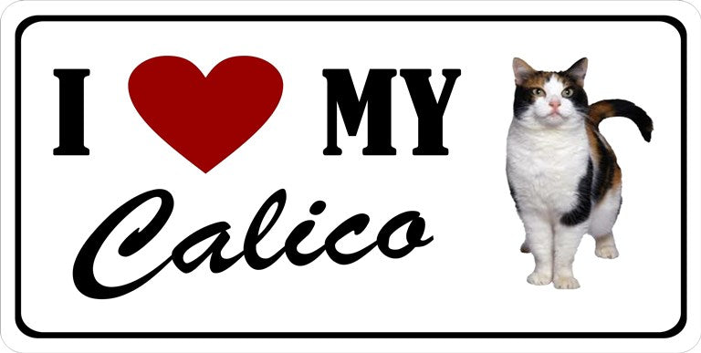 I Heart (Love) My Calico Cat Photo License Plate – Auto License Plates ...