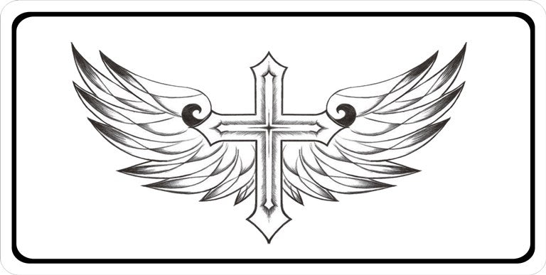 Cross With Wings Photo License Plate – Auto License Plates Frames