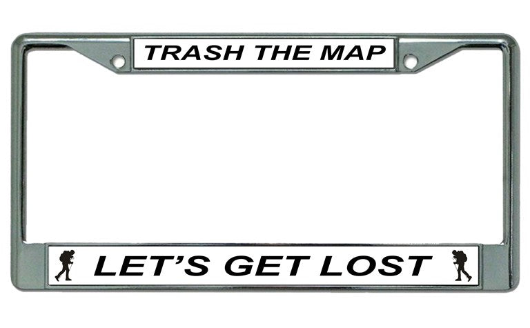 Trash The Map Let's Get Lost Chrome License Plate Frame – Auto License ...