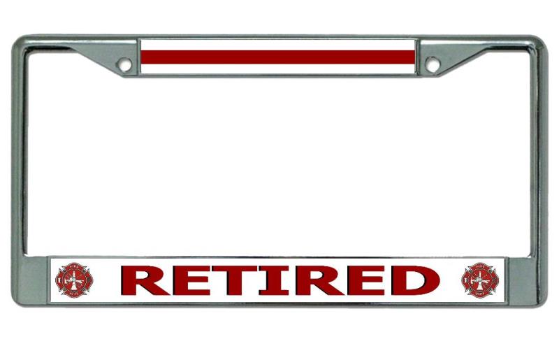 Firefighter Retired #2 Chrome License Plate Frame – Auto License Plates ...