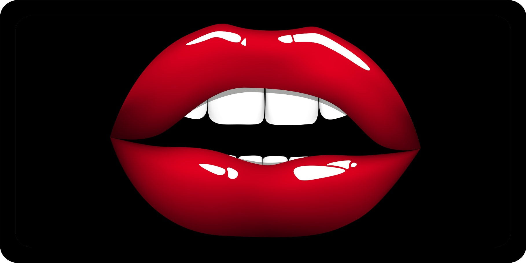 Red Lips On Black #3 Photo License Plate – Auto License Plates Frames