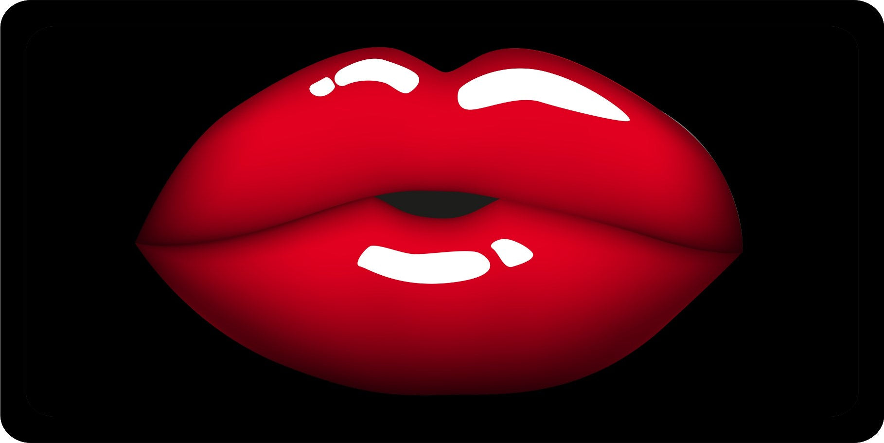 Red Lips On Black #4 Photo License Plate – Auto License Plates Frames