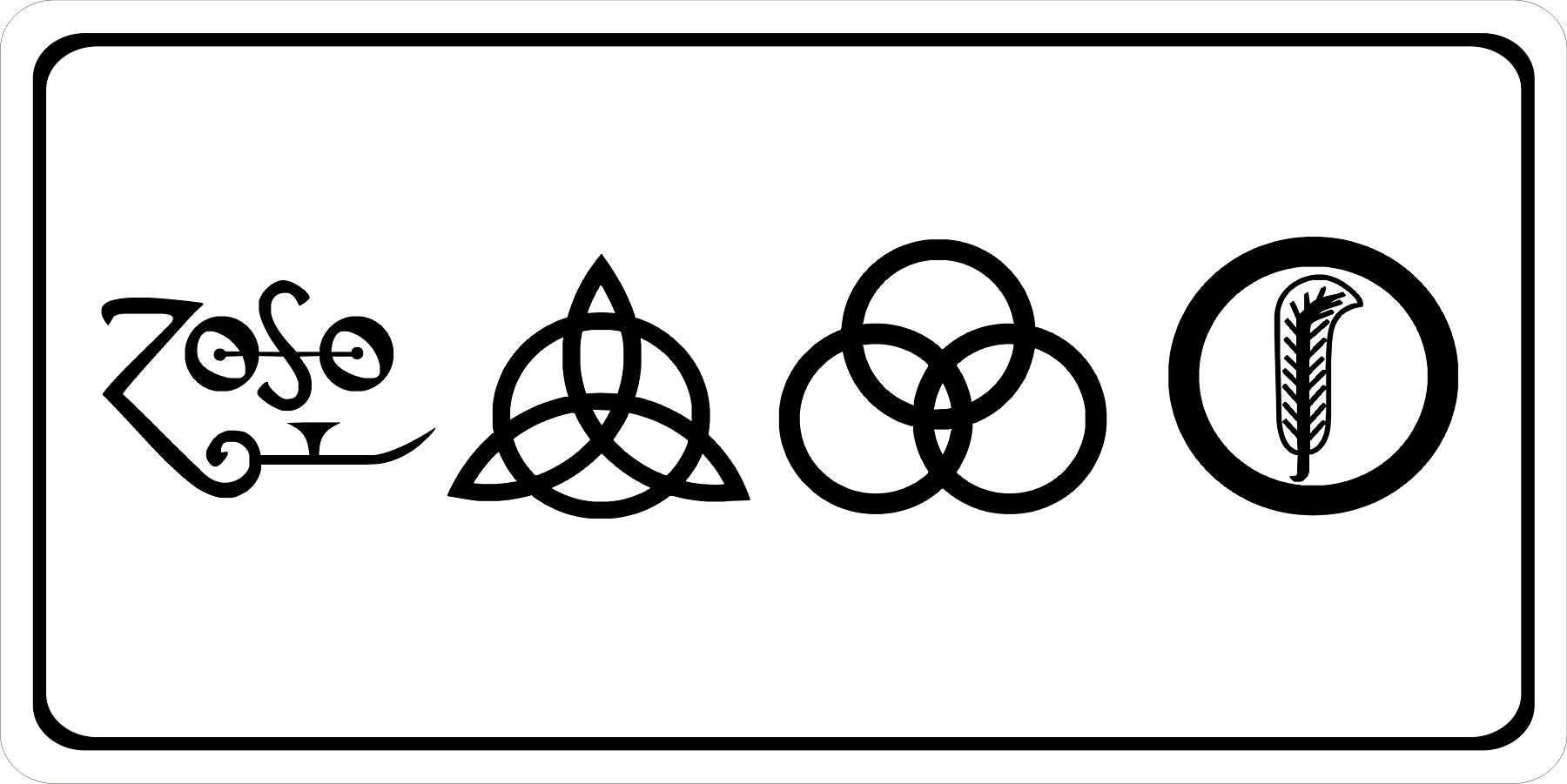 Led Zeppelin Four Symbols Photo License Plate – Auto License Plates Frames