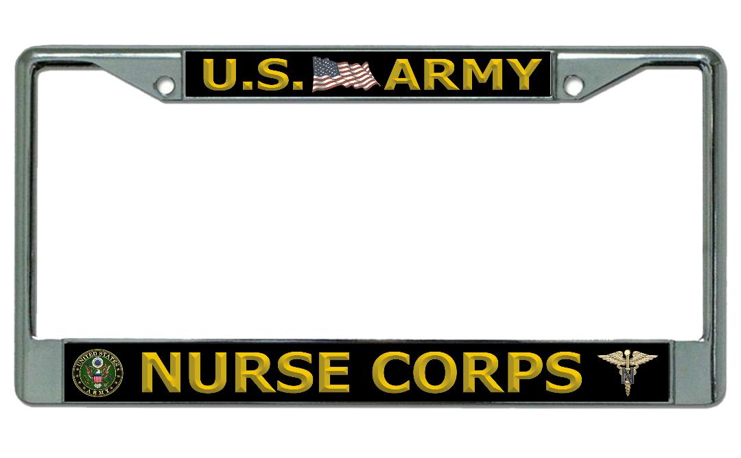 U.S. Army Nurse Corps Chrome License Plate Frame – Auto License Plates ...