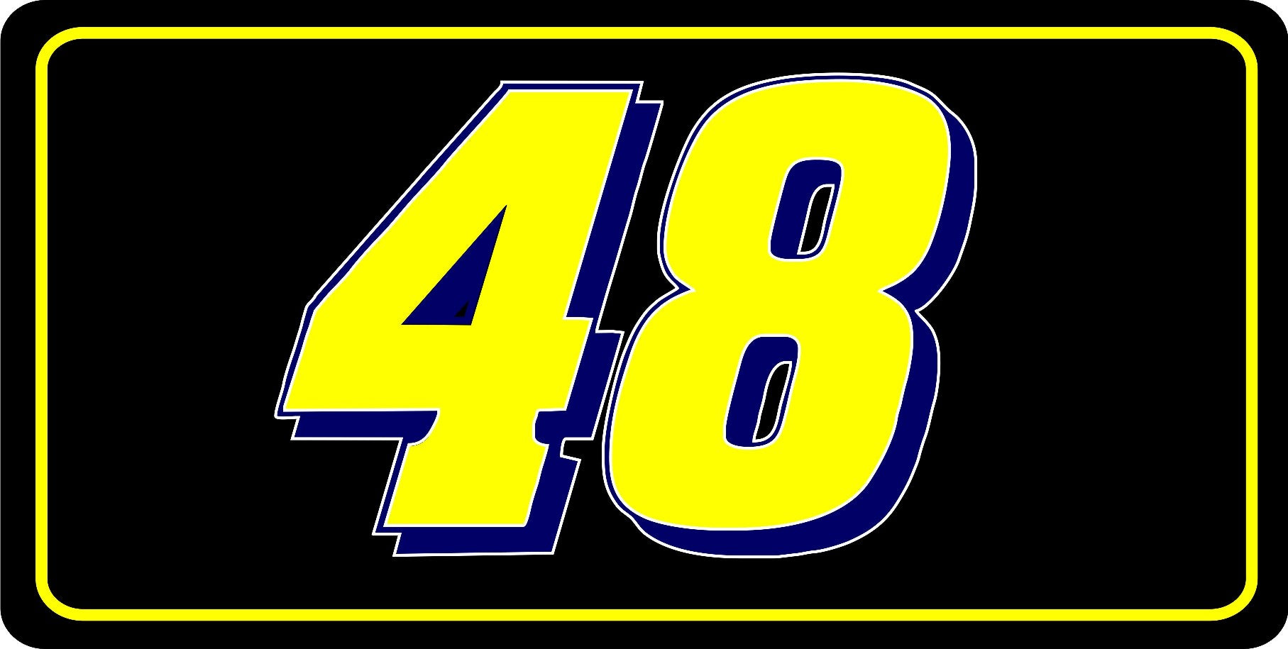 Nascar Racing #48 Thin Yellow Line Photo License Plate – Auto License ...
