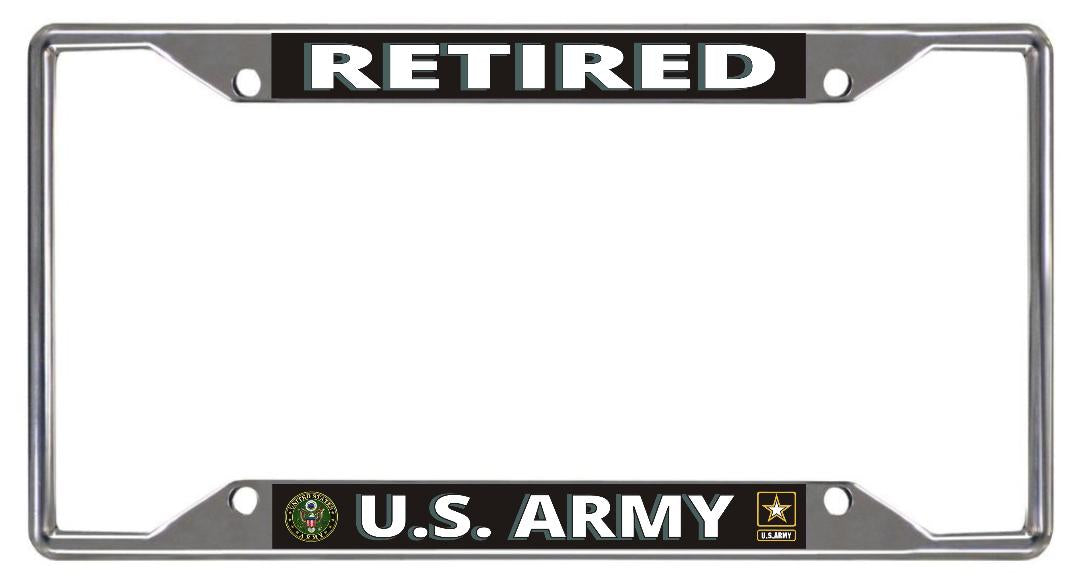 U.S. Army Retired Every State Chrome License Plate Frame – Auto License ...