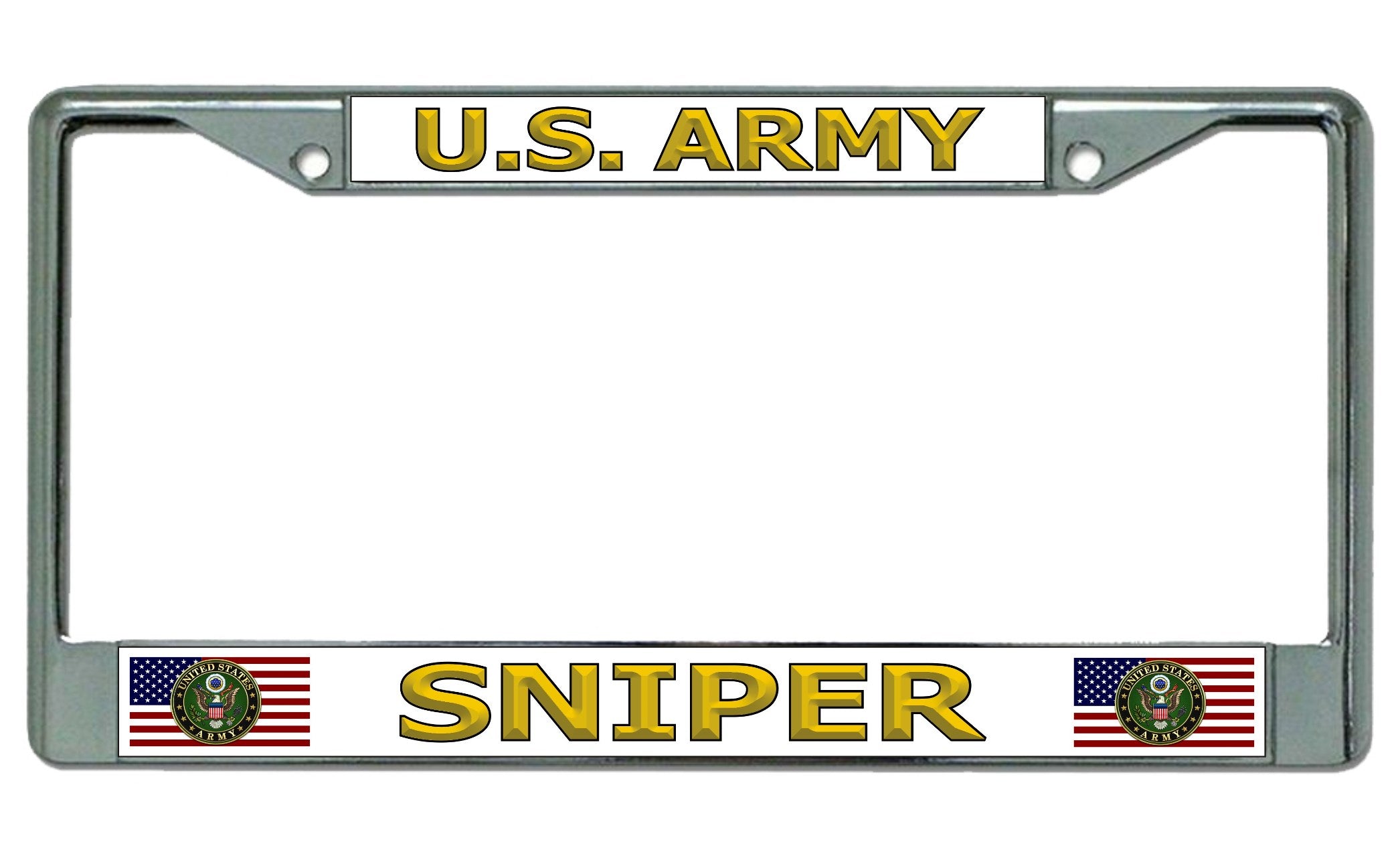 U.S. Army Sniper Chrome License Plate Frame – Auto License Plates Frames