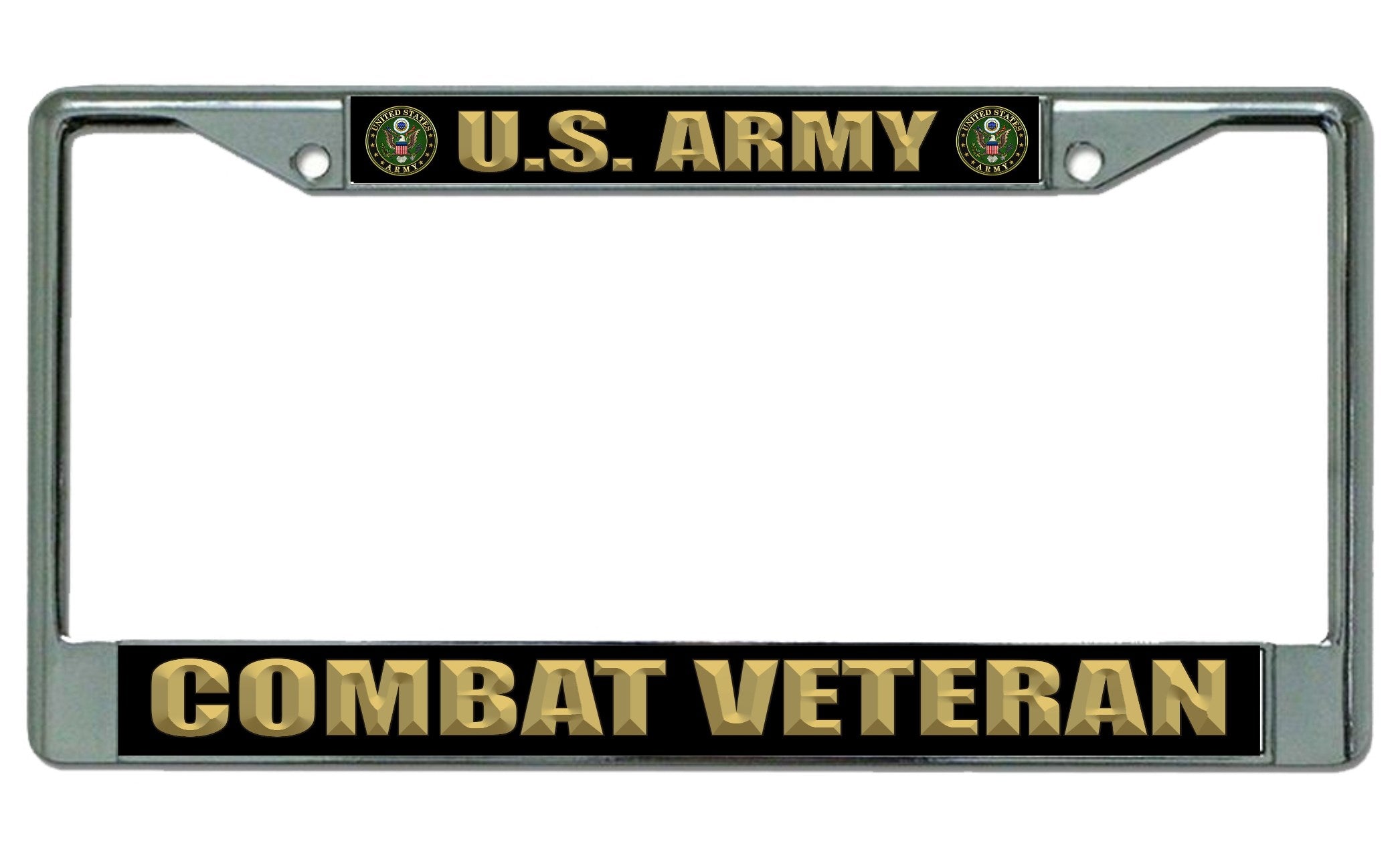 U.S. Army Combat Veteran Chrome License Plate Frame – Auto License ...