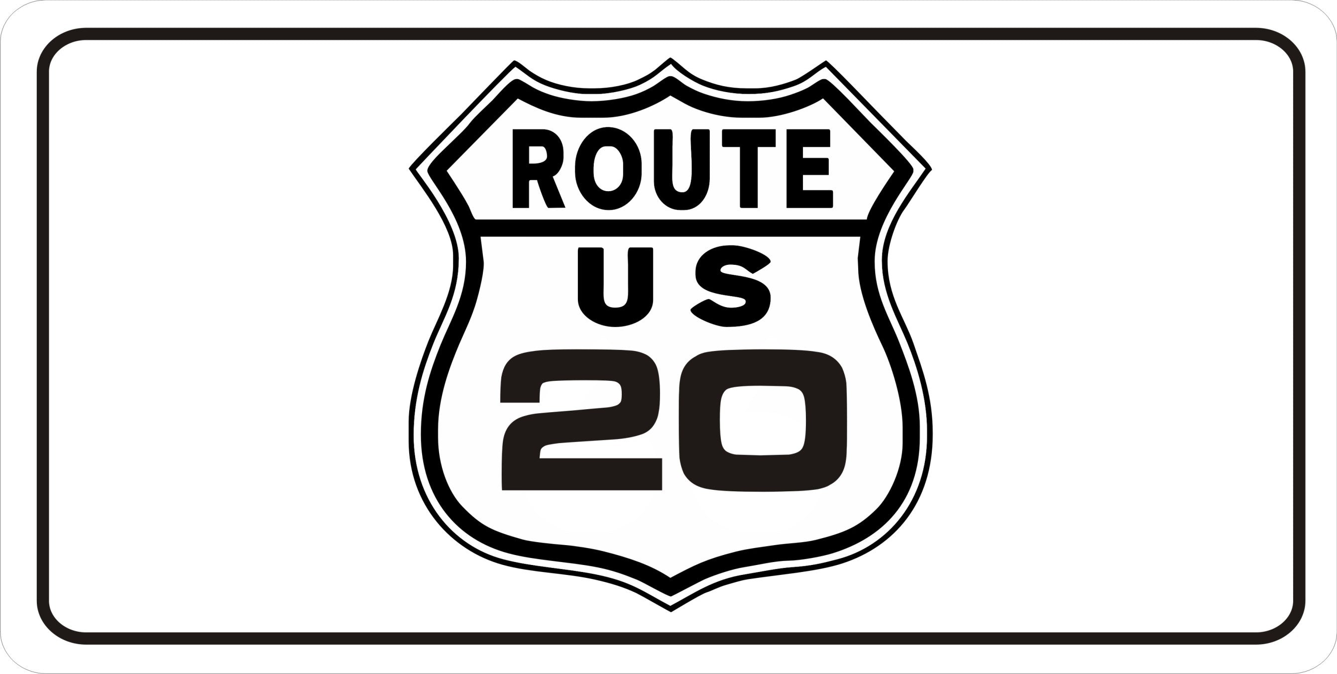 U.S. Route 20 Centered On White Photo License Plate – Auto License ...