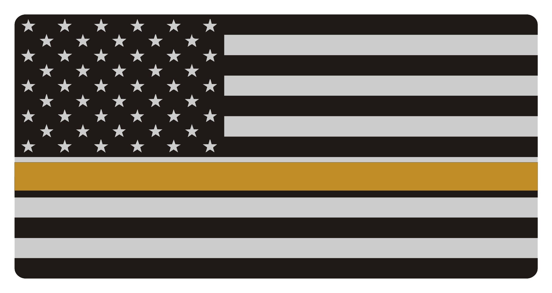 Thin Yellow Line On Grey U.S. Flag Photo License Plate – Auto License ...