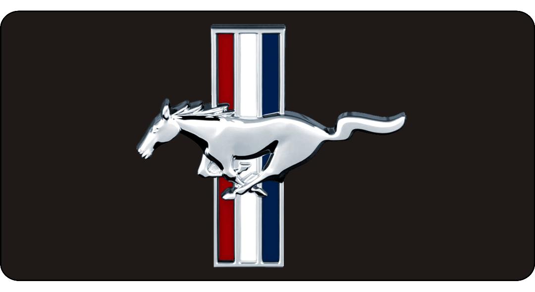 Ford Mustang Tri-bar Pony Logo Black Photo License Plate – Auto License ...