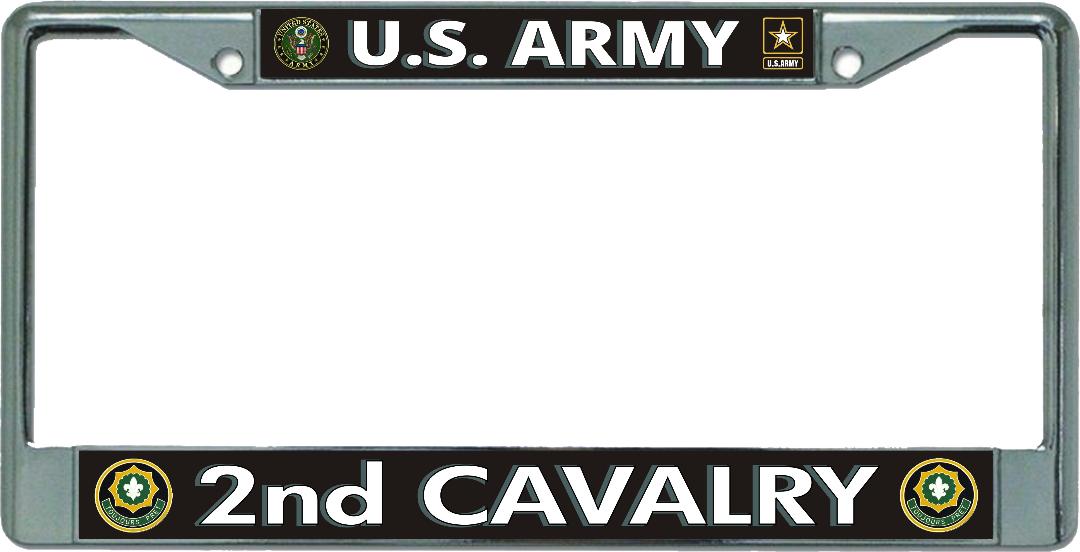 U.S. Army 2nd Cavalry Chrome License Plate Frame – Auto License Plates ...
