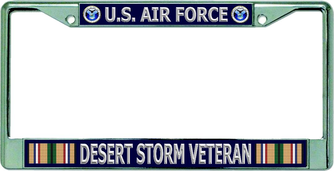U.S. Air Force Desert Storm Veteran Chrome License Plate Frame – Auto ...